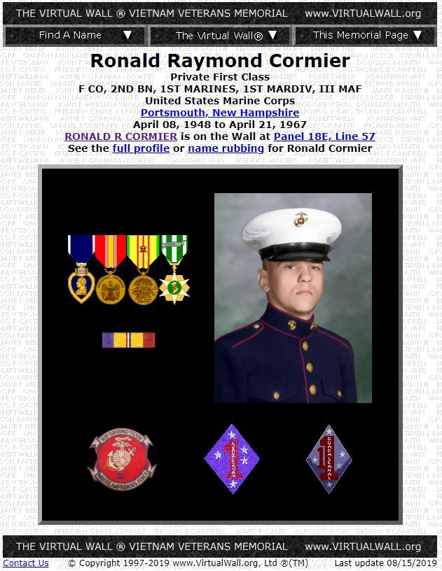 Images of New Hampshire History New Hampshire Vietnam War Honor Roll